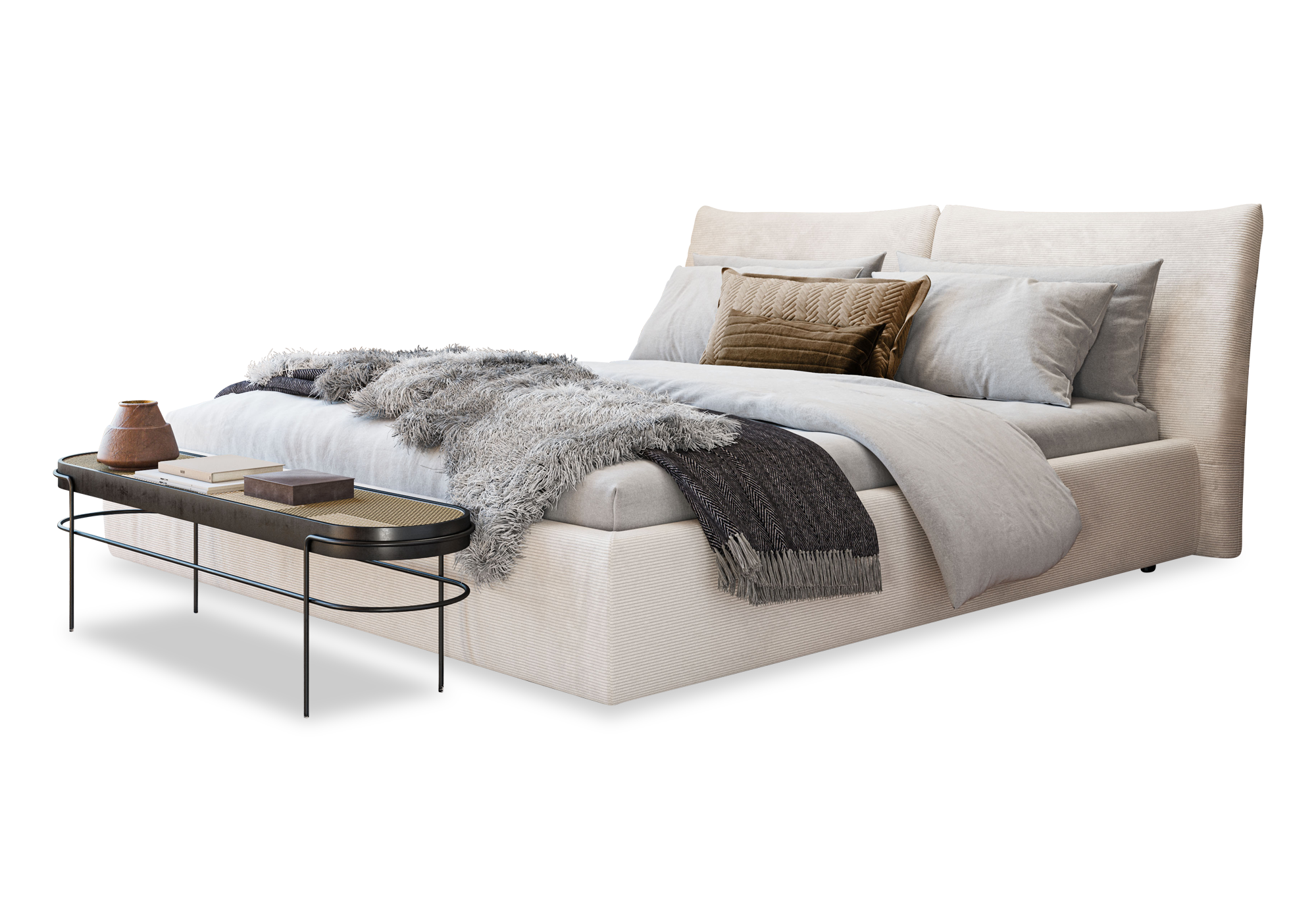 Polsterbett Malaga - Beige - 160x200cm | Möbel Gallati